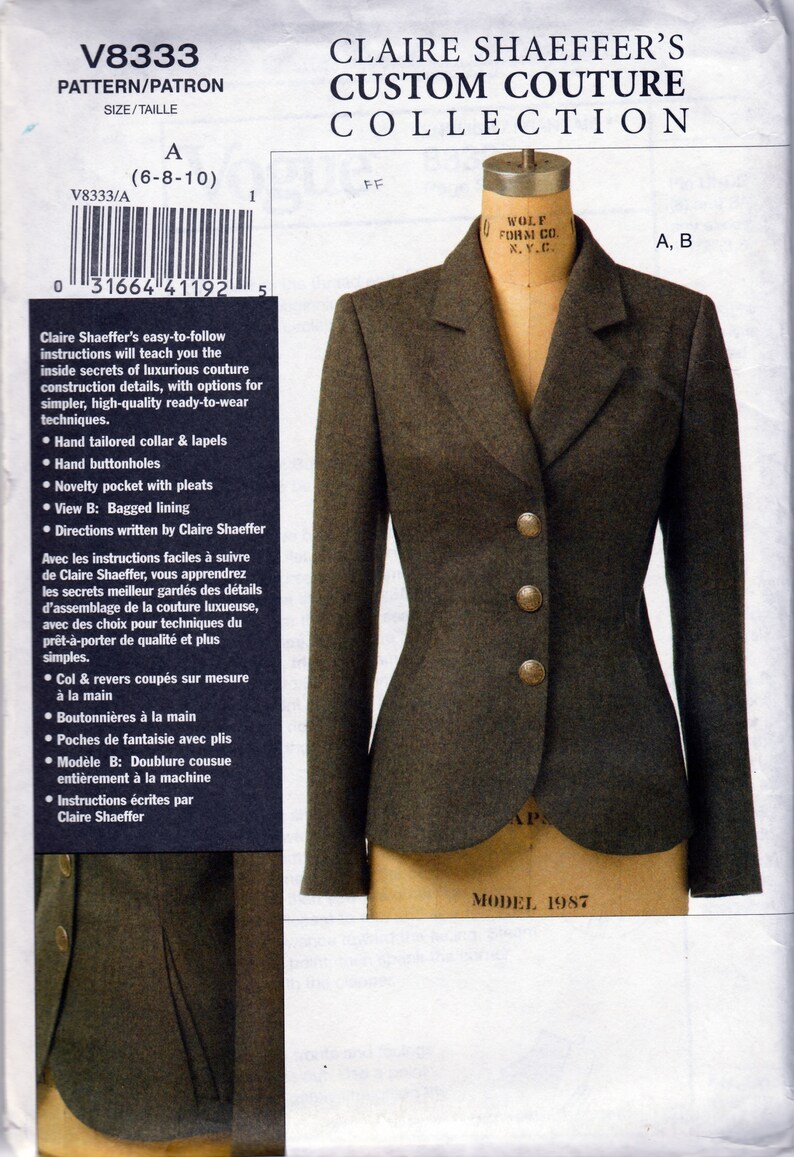 Jacket by Claire Shaeffer Vogue 8333 Uncut Pattern - Etsy