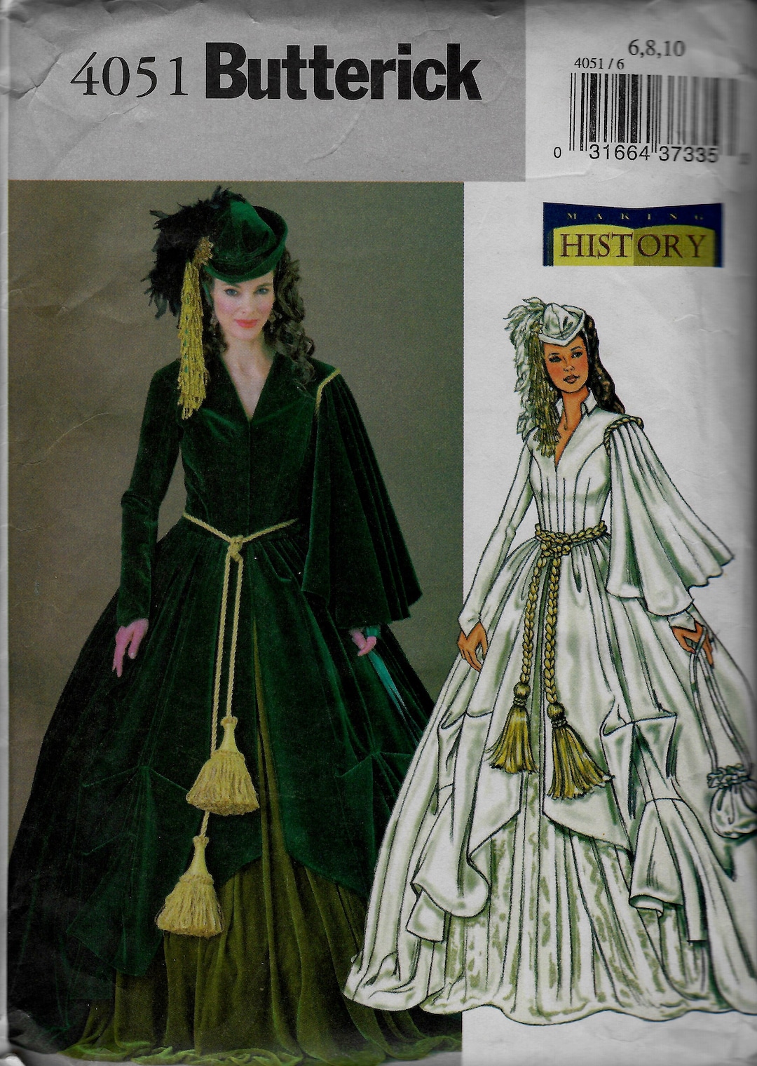 Butterick 4051 Scarlett's Drapery Dress Costume Sewing Pattern - Etsy