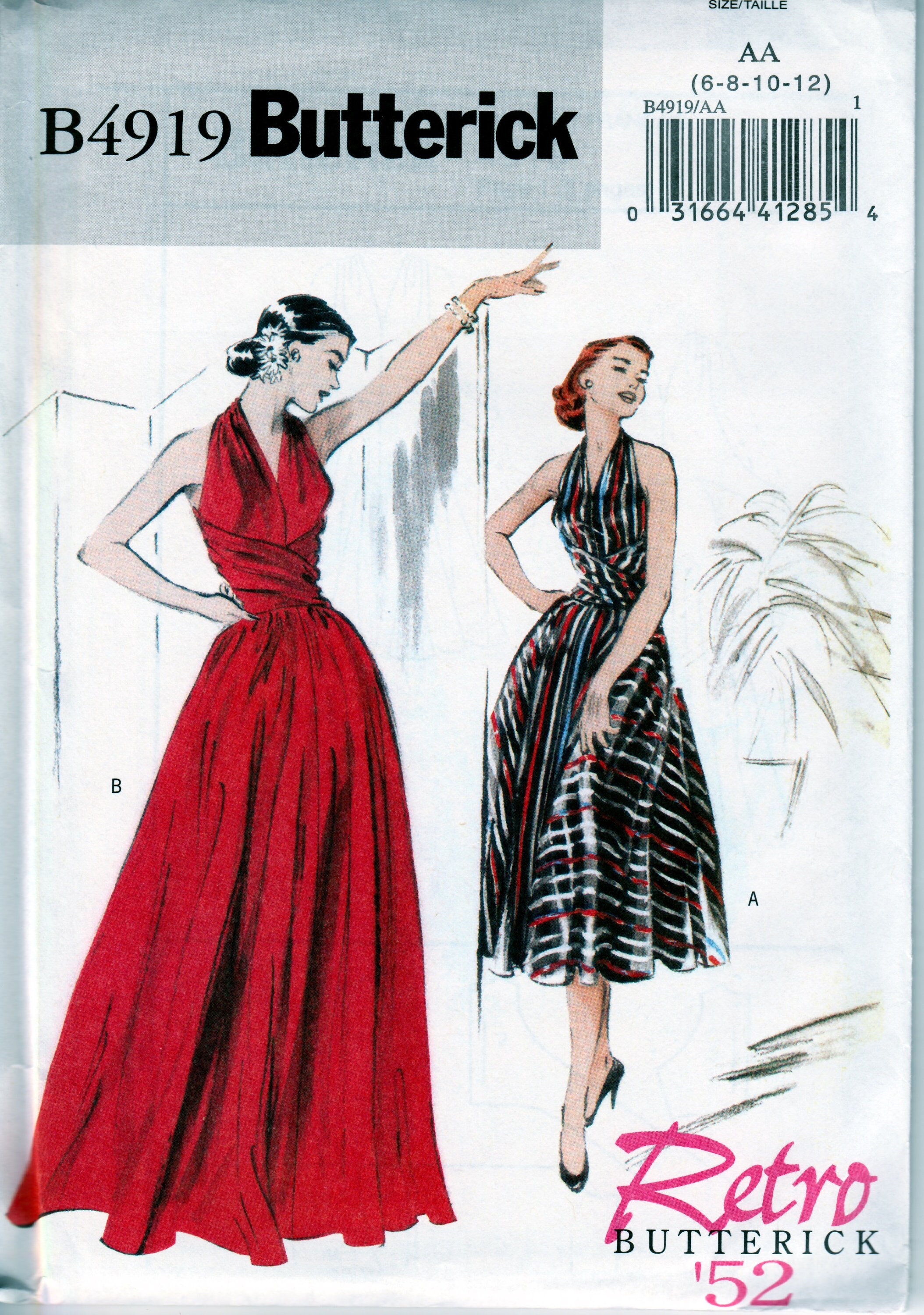 Retro 1952 Dress or Evening Gown Reprint Butterick 4919 Uncut Pattern ...