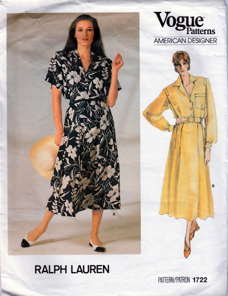 Shirtdress by Ralph Lauren Vogue 1722 Uncut Pattern - Etsy