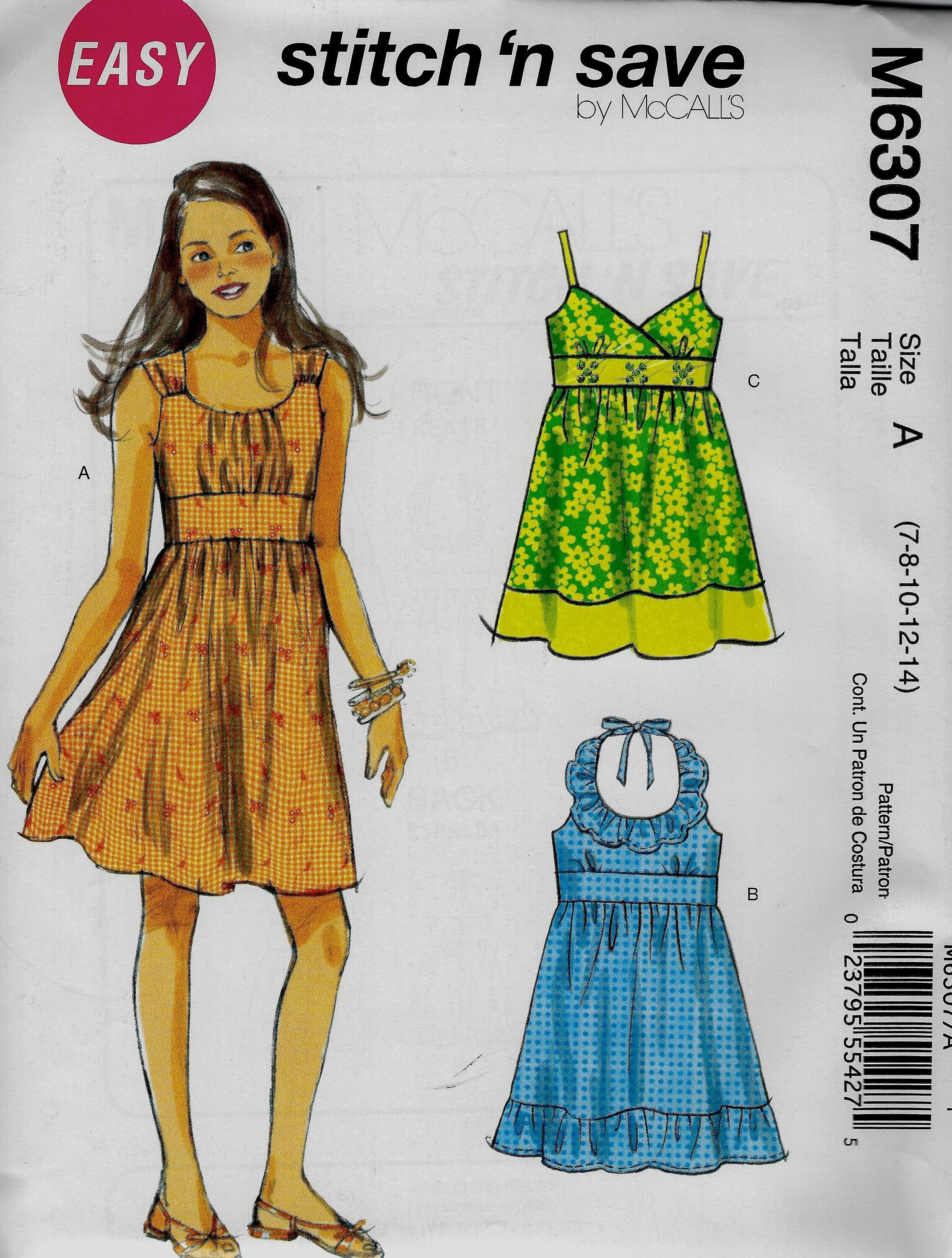 Girls' Summer Dress Set Mccall's 6307 Uncut Sewing Pattern - Etsy