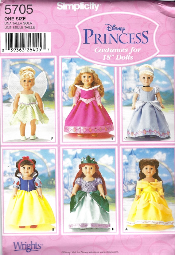 Disney Princess Costume for 18 Dolls Simplicity 5705 | Etsy
