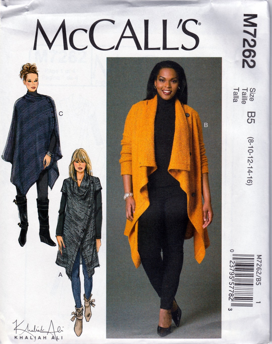 Sweater Coats & Poncho by Khaliah Ali - Mccall's 7262 - Uncut Sewing ...