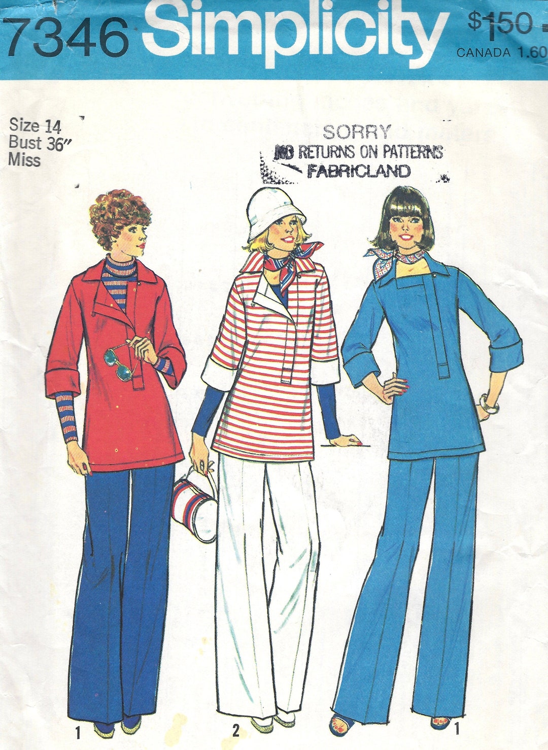 Simplicity 7346 Top & Bell Bottom Pants Sewing Pattern - Etsy