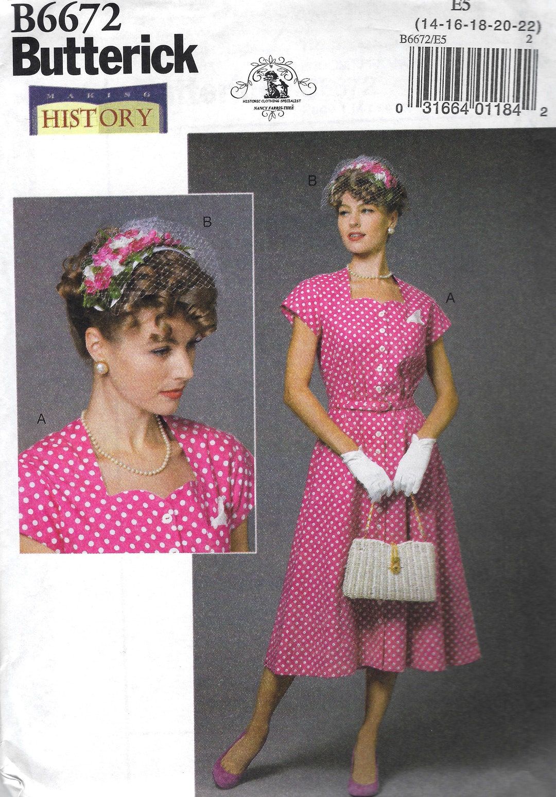 Nancy Farris-thee Retro 1940's Dress & Hat Butterick 6672 Sewing ...