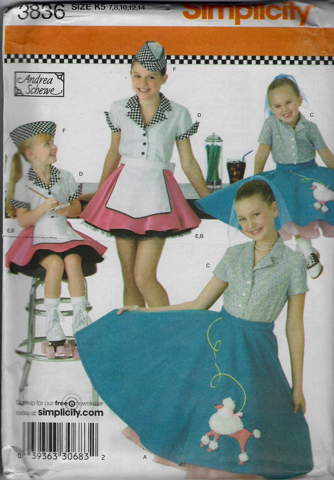Simplicity 3836 Poodle Skirt & Skating Waitress Costumes by Andrea ...