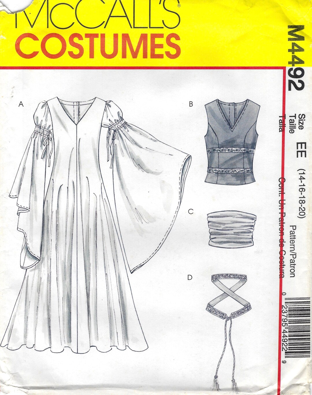 Renaissance Costume - Mccall's 4492 - Uncut Sewing Pattern - Etsy