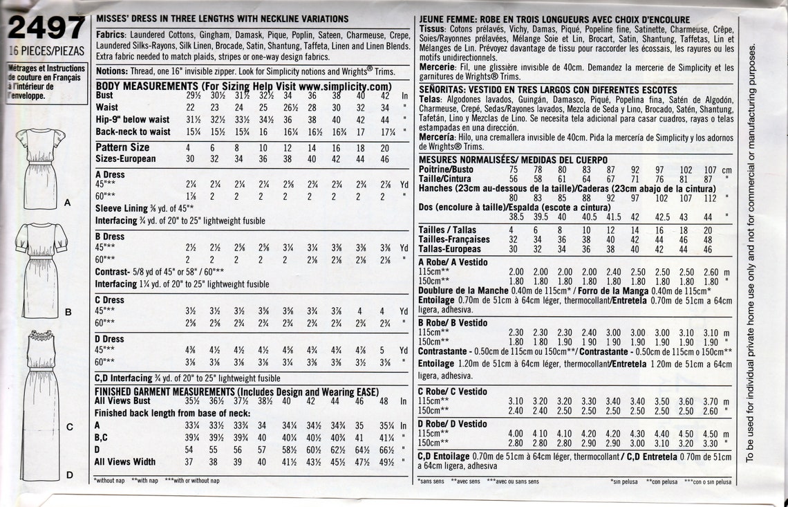 Dress Set by Cynthia Rowley - Simplicity 2497 - Uncut Pattern - Etsy