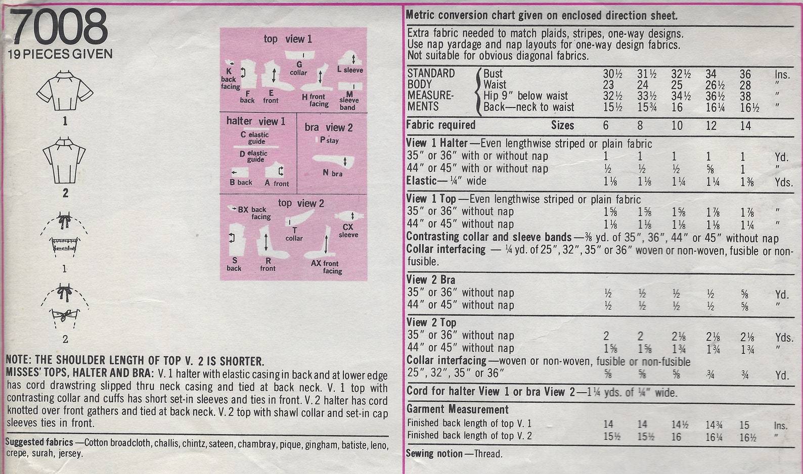 Crop & Halter Tops Simplicity 7008 Uncut Sewing Pattern - Etsy
