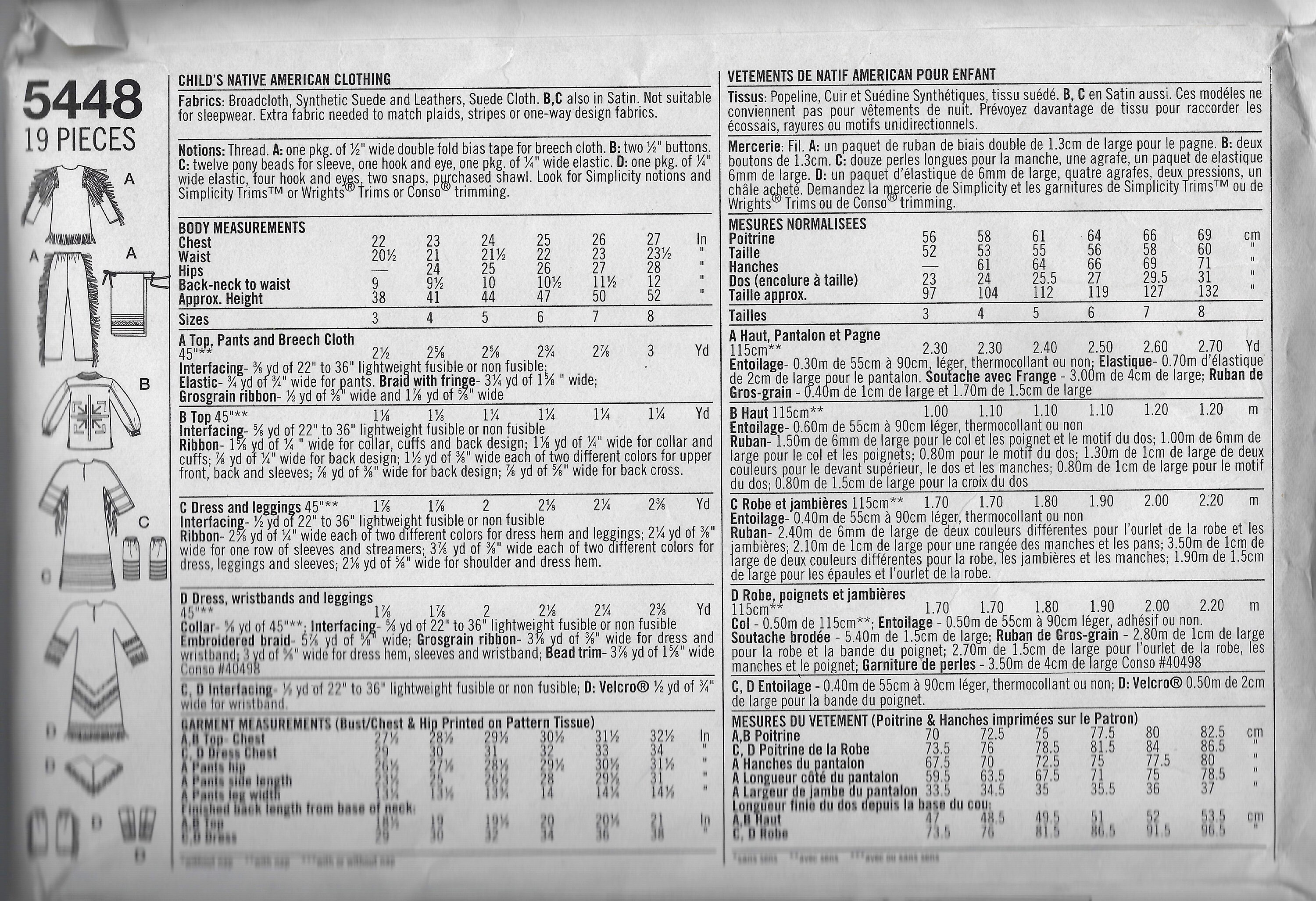Native American Costumes by Andrea Schewe -simplicity 5448- Uncut Sewing Pattern - Etsy