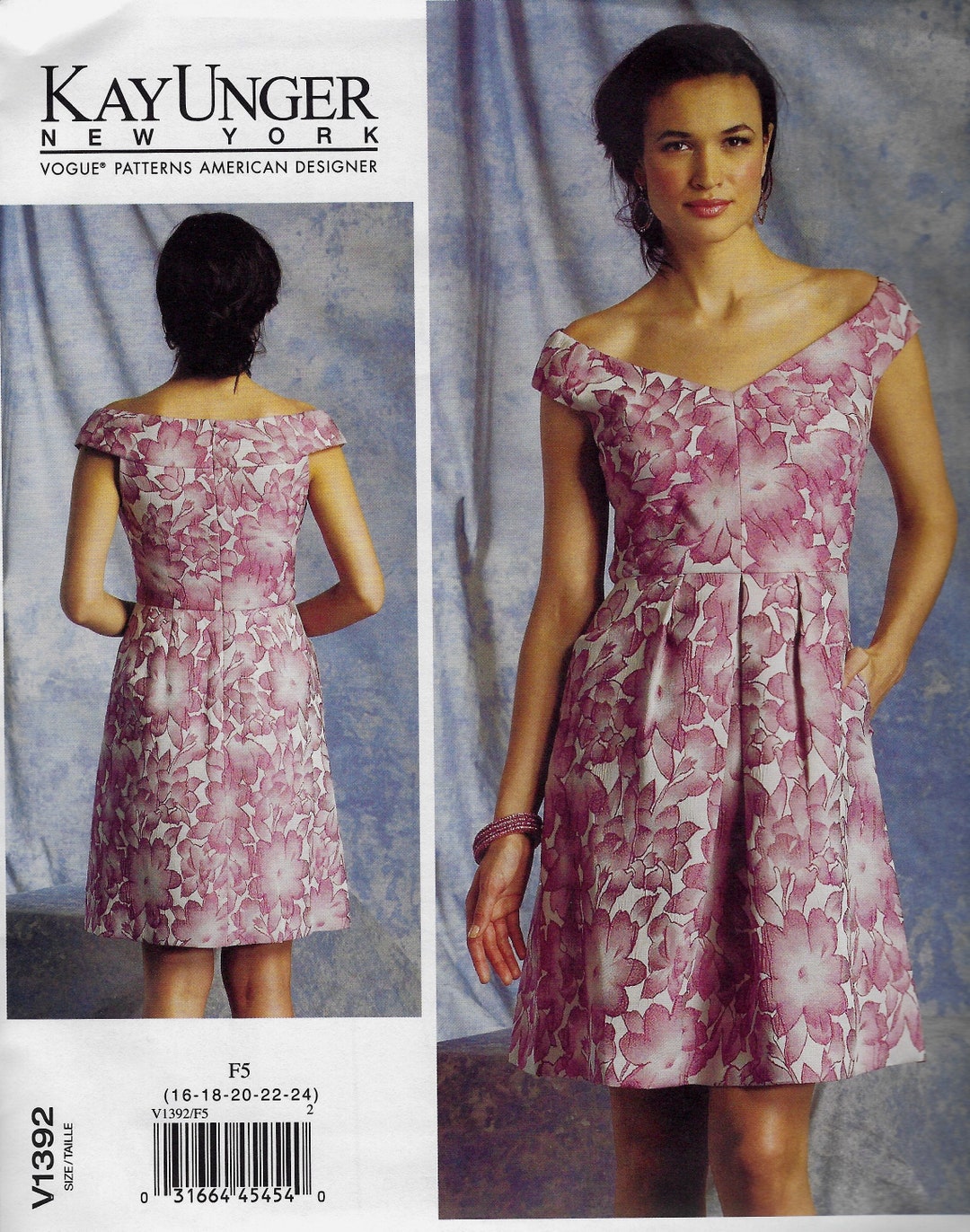 Dress by Kay Unger Vogue 1392 Uncut Pattern - Etsy