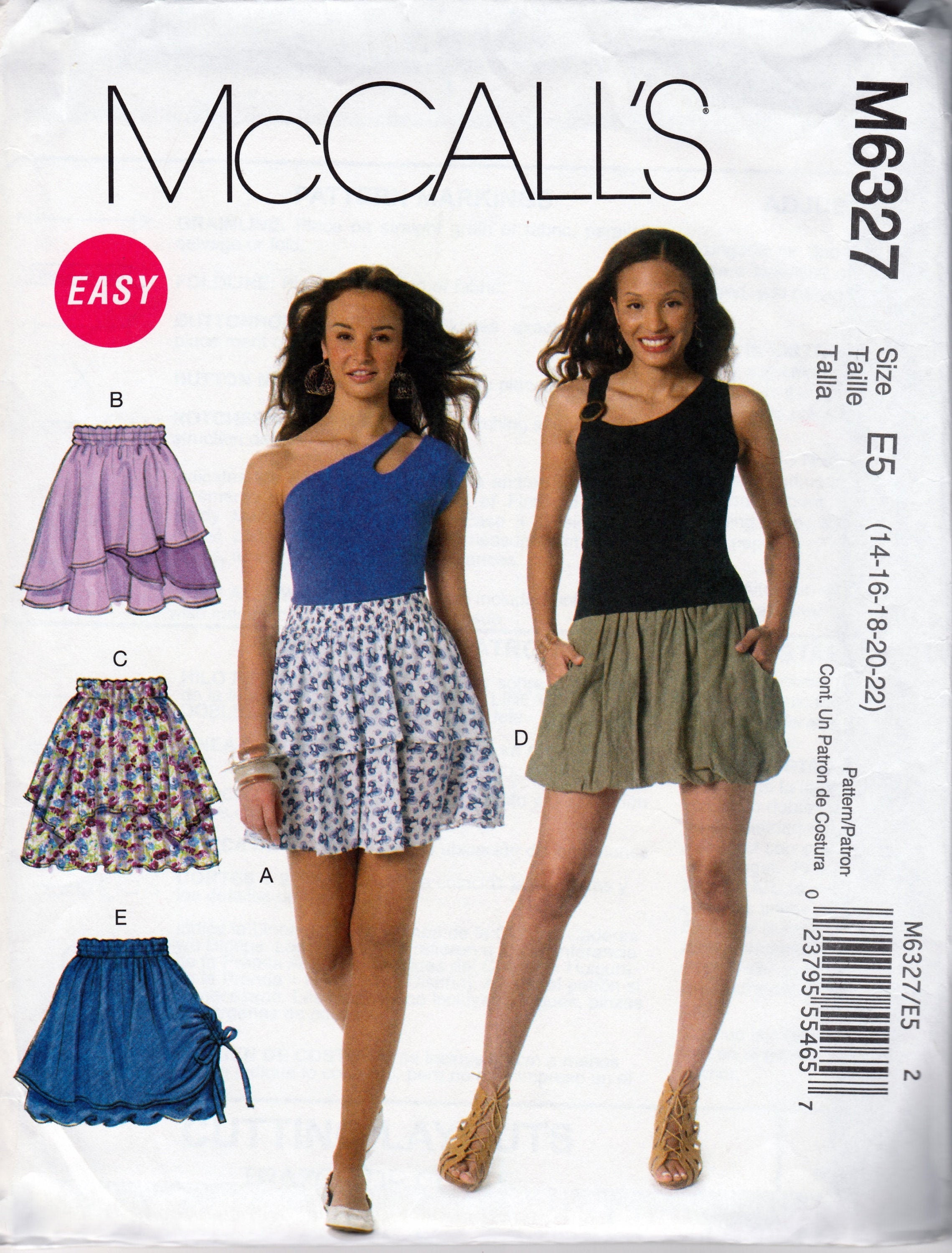 Pull-on Layered Skirt Set Mccall's 6327 Uncut Sewing Pattern - Etsy