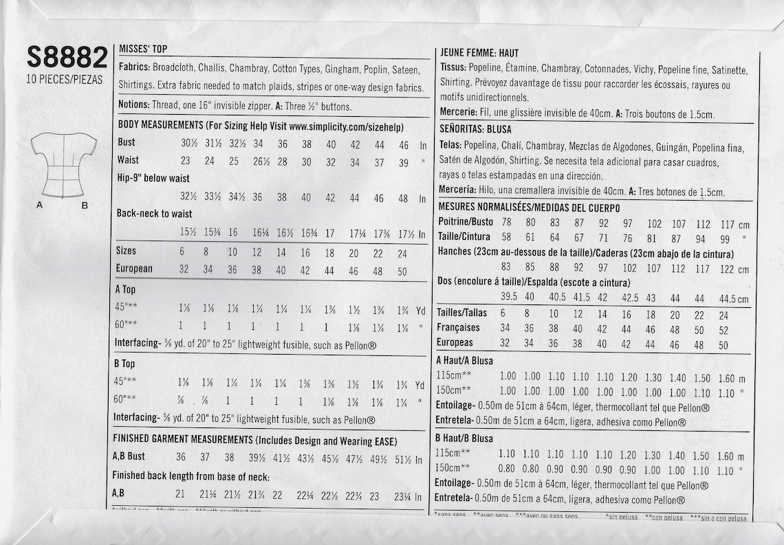 Top by Gertie - Simplicity 8882 - Uncut Pattern - Etsy