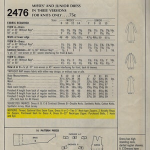 Retro Dress, Funnel Neckline - Mccall's 2476 - Uncut Sewing Pattern - Etsy