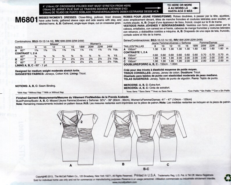 Draped Dress Mccall's 6801 Uncut Pattern - Etsy