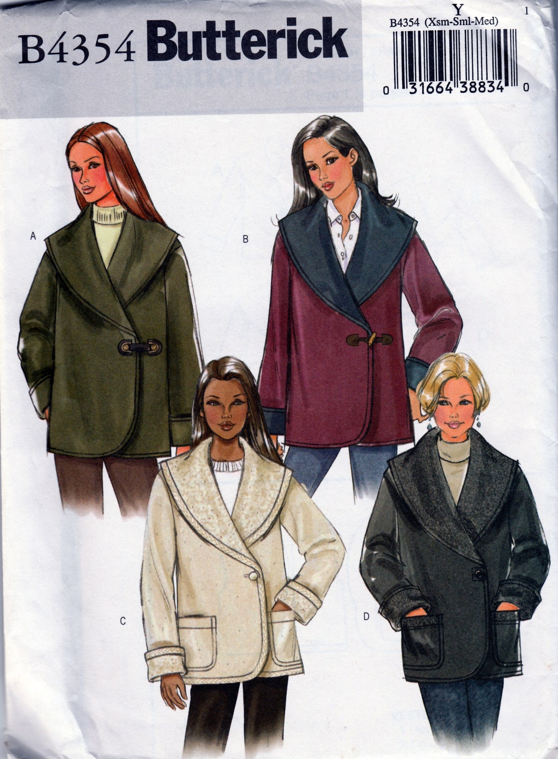 Shawl Collar Jacket Set - Butterick 4354 - Uncut Sewing Pattern - Etsy