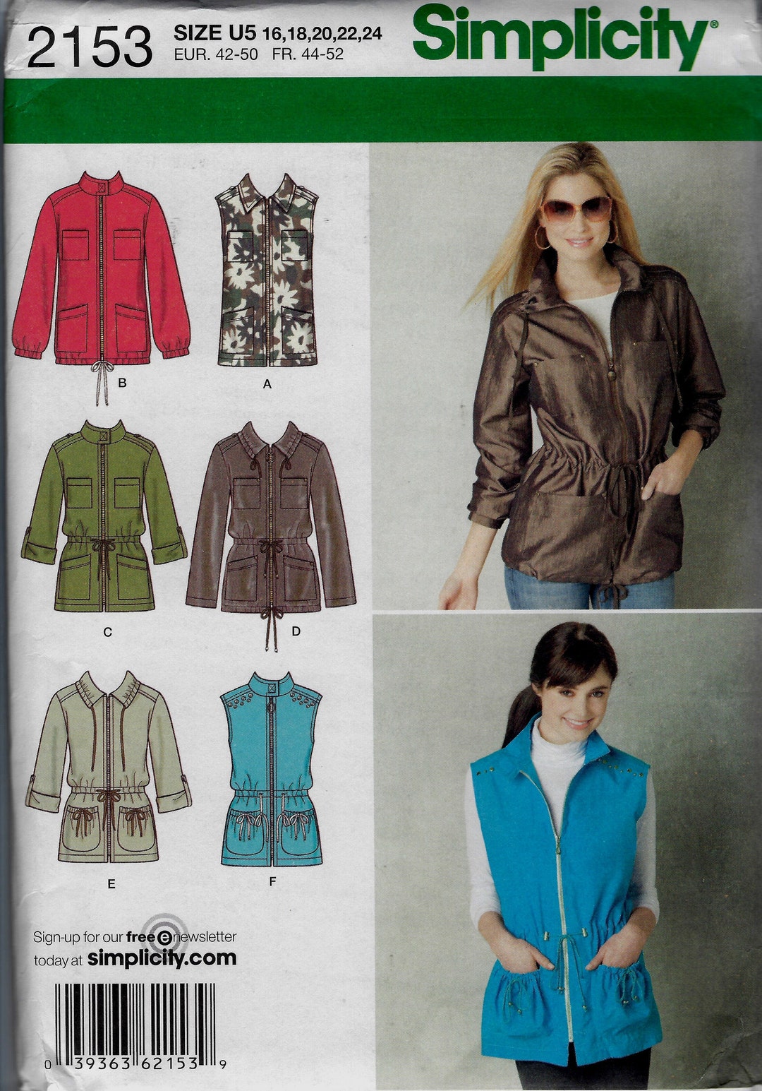 Jackets - Simplicity 2153 - Uncut Pattern - Etsy