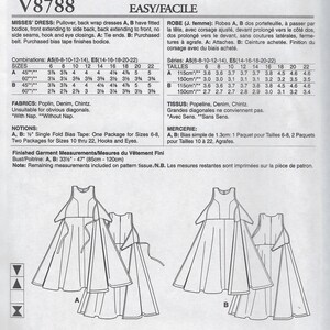 Retro 1954 Back Wrap Dresses Vogue 8788 Uncut Sewing Pattern - Etsy