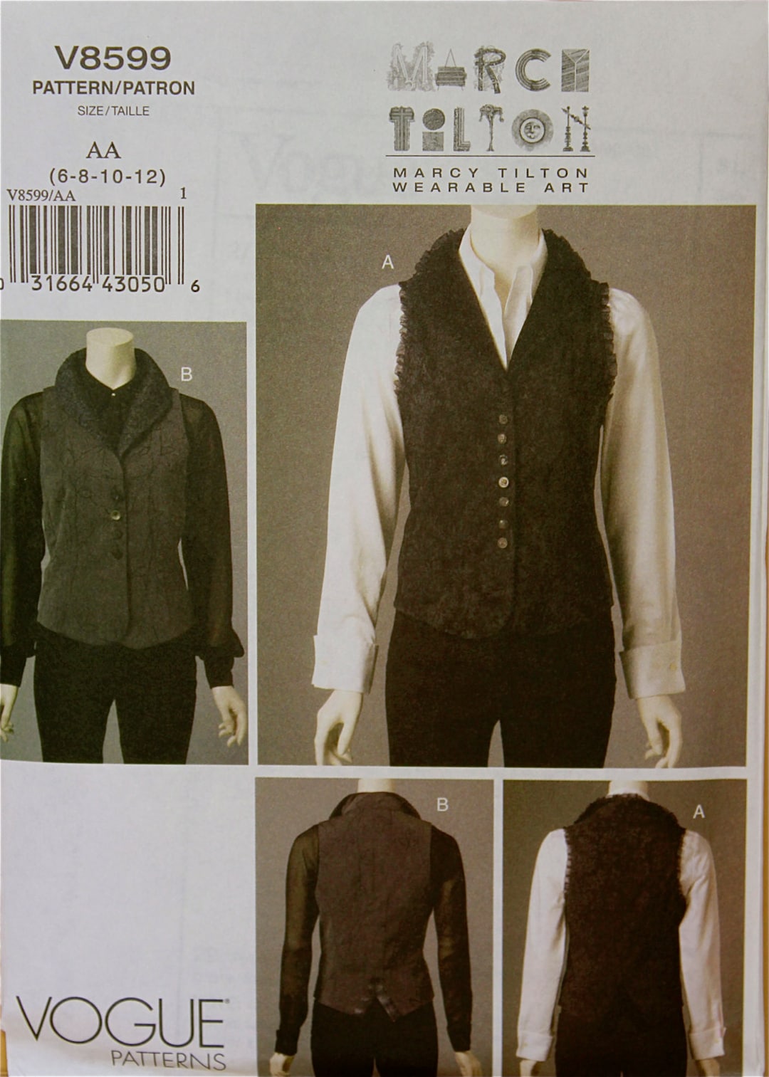Vests by Marcy Tilton - Wearable Art Vogue Pattern 8599 Uncut Pattern ...