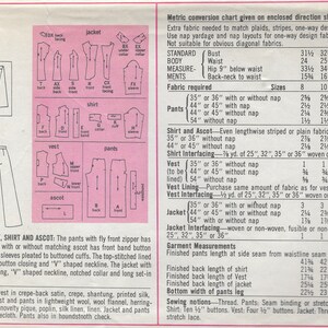 Jacket, Vest, Blouse, Bell Bottom Pants & Ascot - Simplicity 7214 - Uncut Sewing Pattern - Etsy