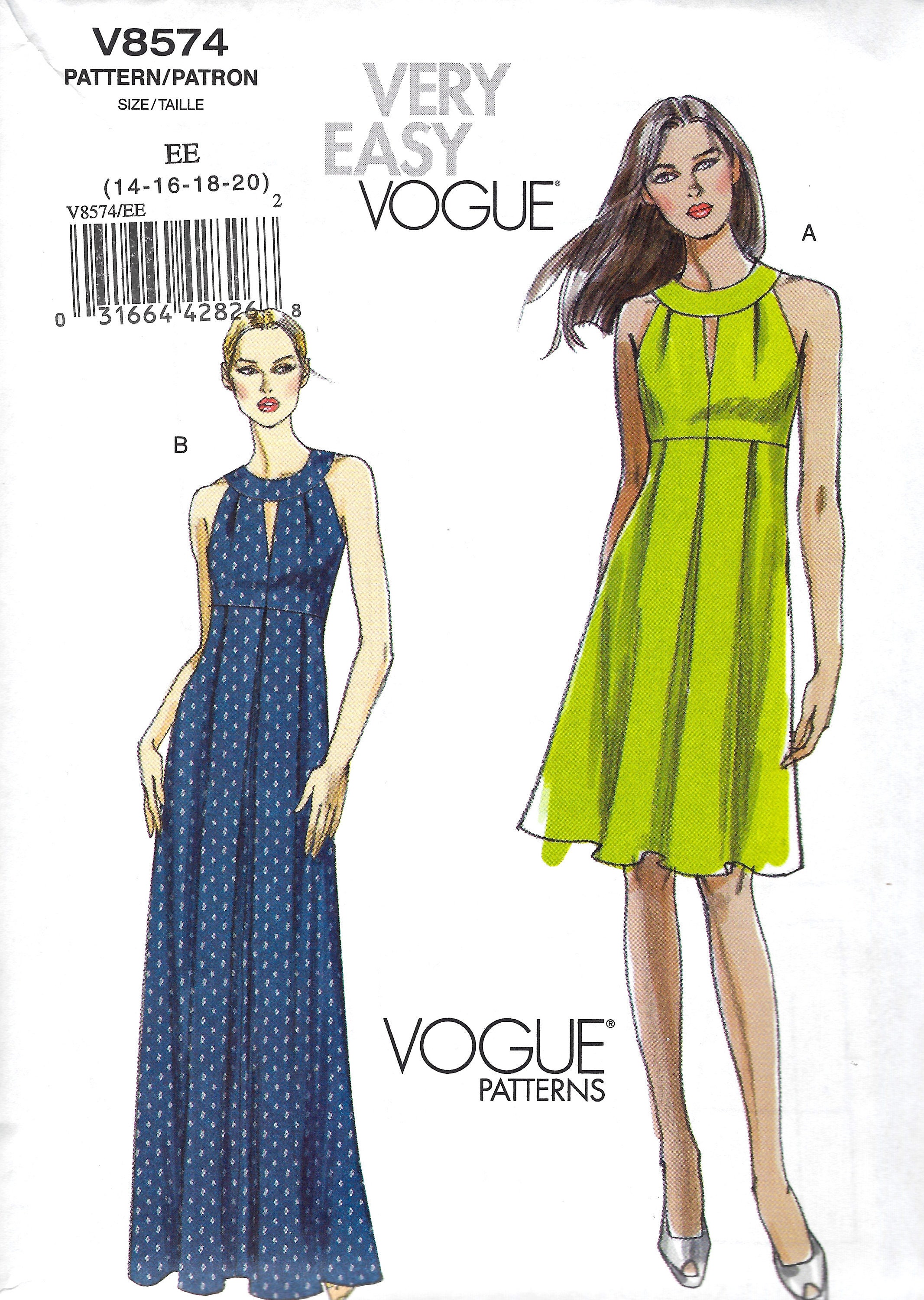 Dresses, Sleeveless Vogue 8574 Uncut Pattern - Etsy