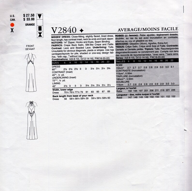 Evening Gown by Bellville Sassoon - Vogue 2840 - Uncut Pattern - Etsy