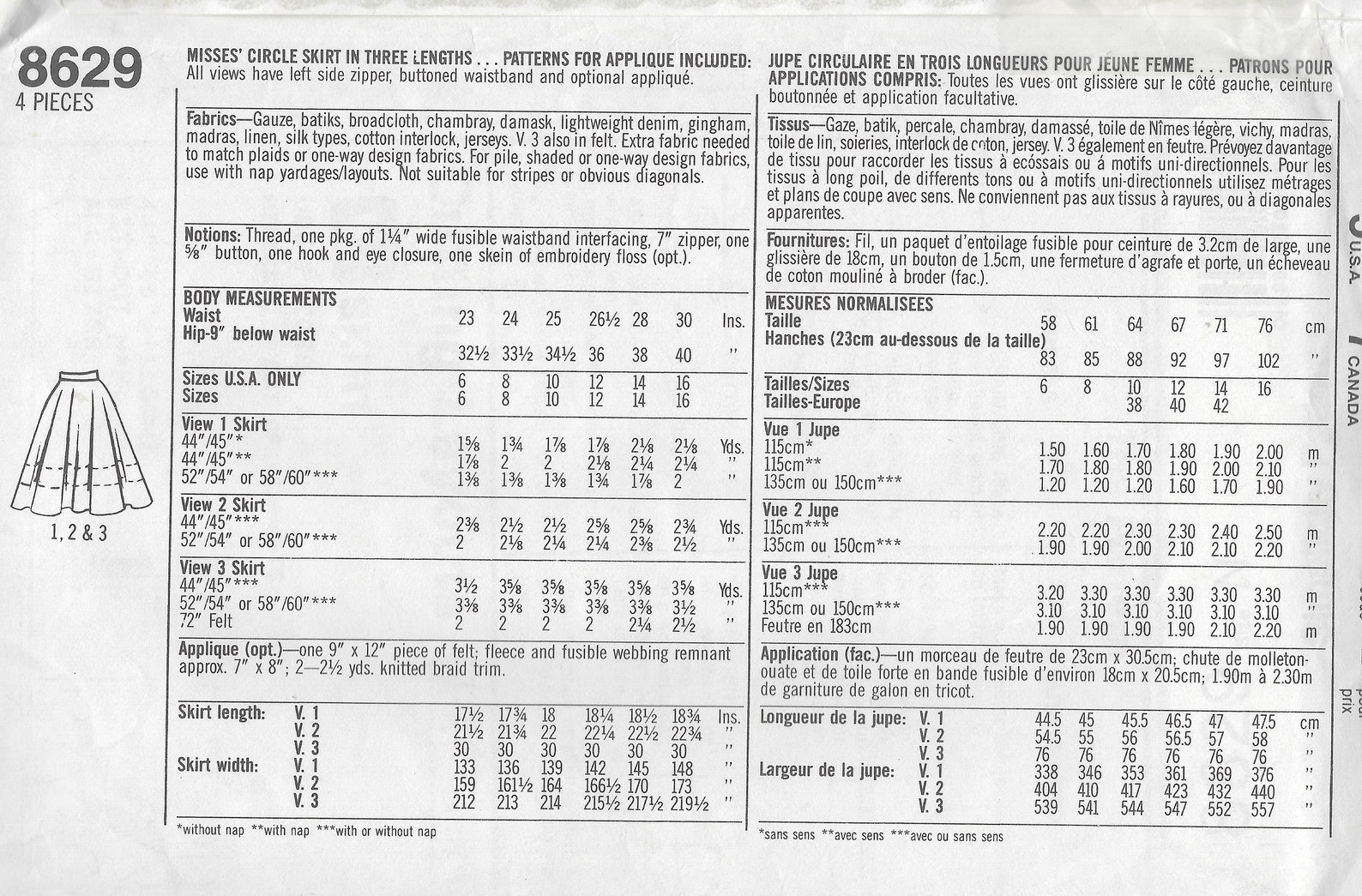 Circle Skirt - Simplicity 8629 - Uncut Pattern - Etsy
