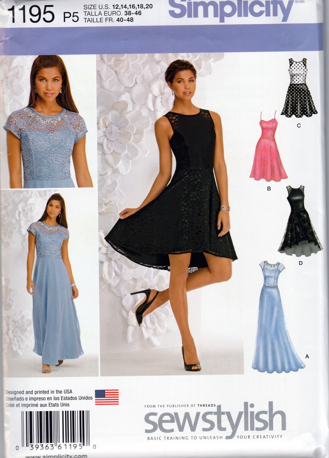 Lace Bodice Dresses - Simplicity 1195 - Uncut Pattern - Etsy