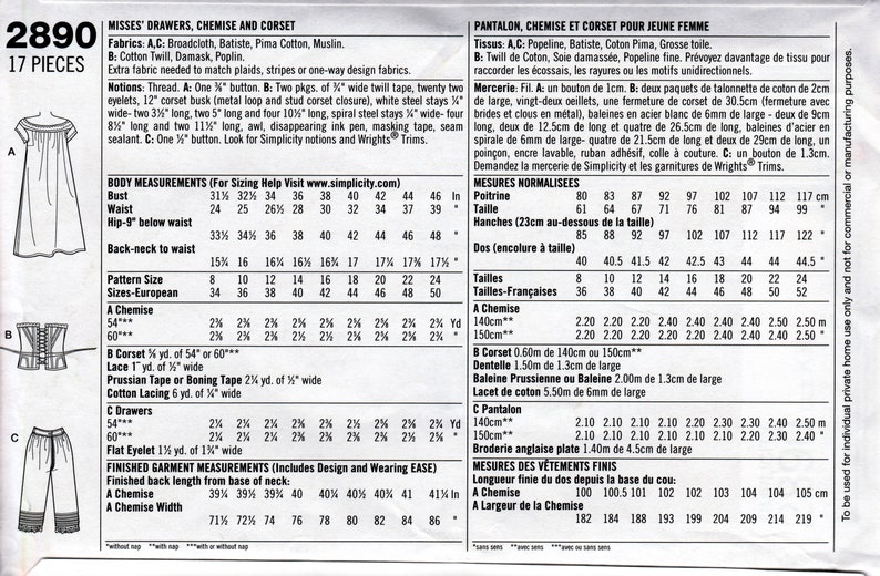 Chemise, Corset and Drawers by Kay Gnagey Simplicity 2890 Uncut Pattern ...