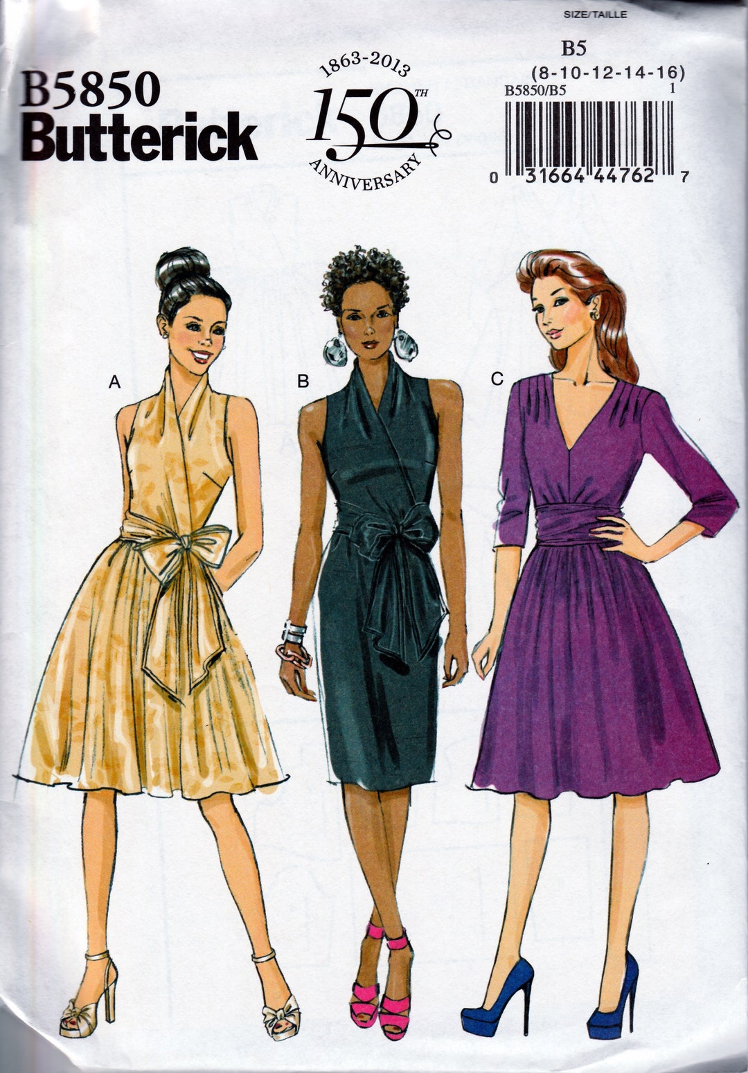 Dress With Sash - Butterick 5850 - Uncut Pattern - Etsy