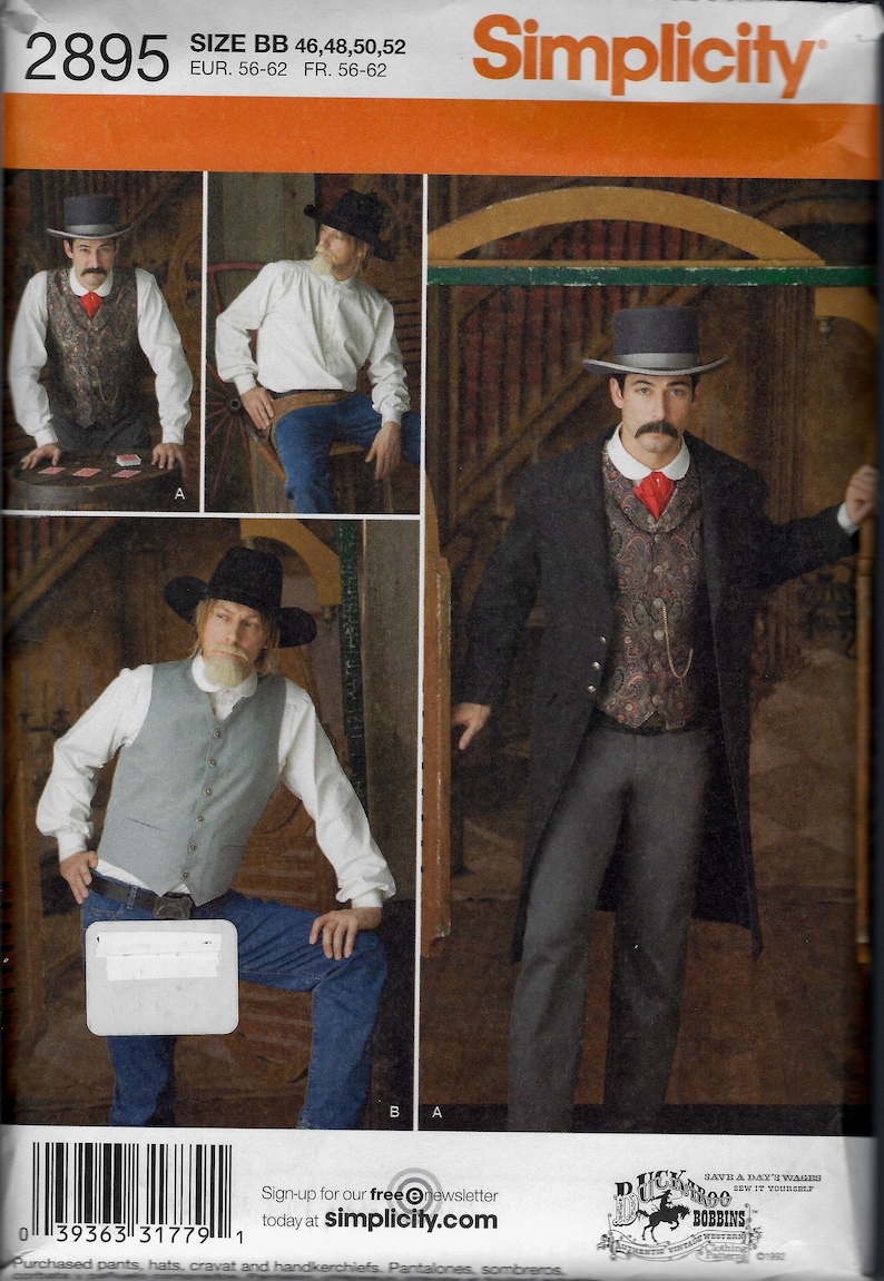 Wild West Coat, Shirt & Vest by Buckaroo Bobbins - Simplicity 2895 ...