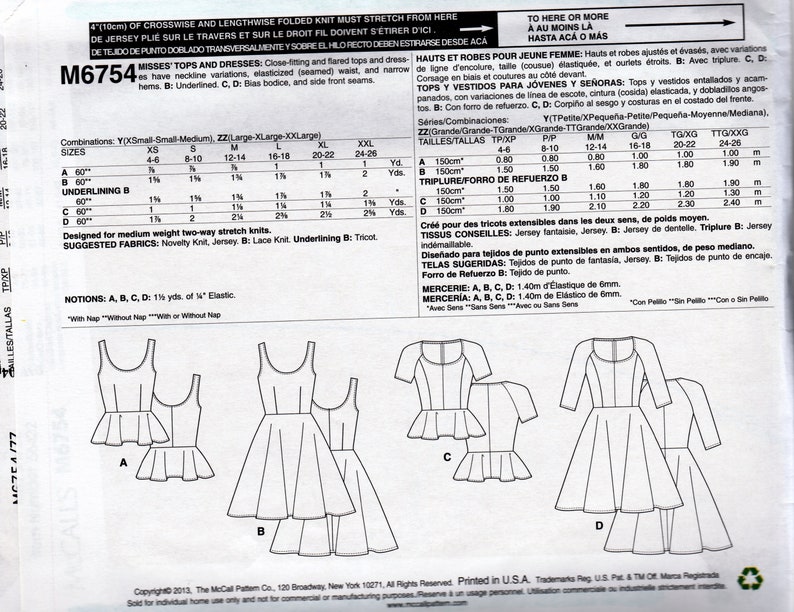 Dresses & Tops - Mccall's 6754 - Uncut Pattern - Etsy