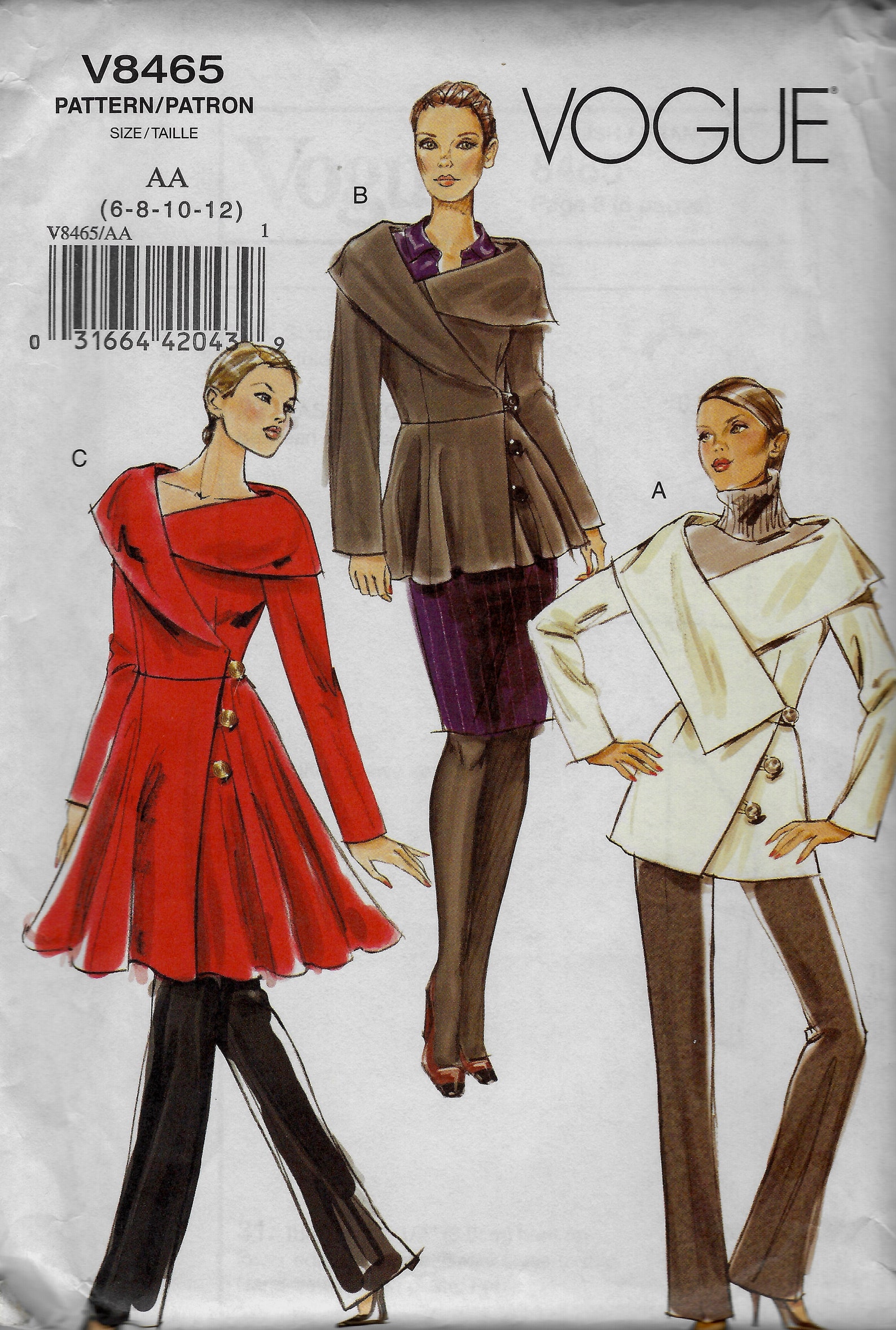 Jackets & Coat, Shawl Collar Vogue 8465 uncut Pattern - Etsy