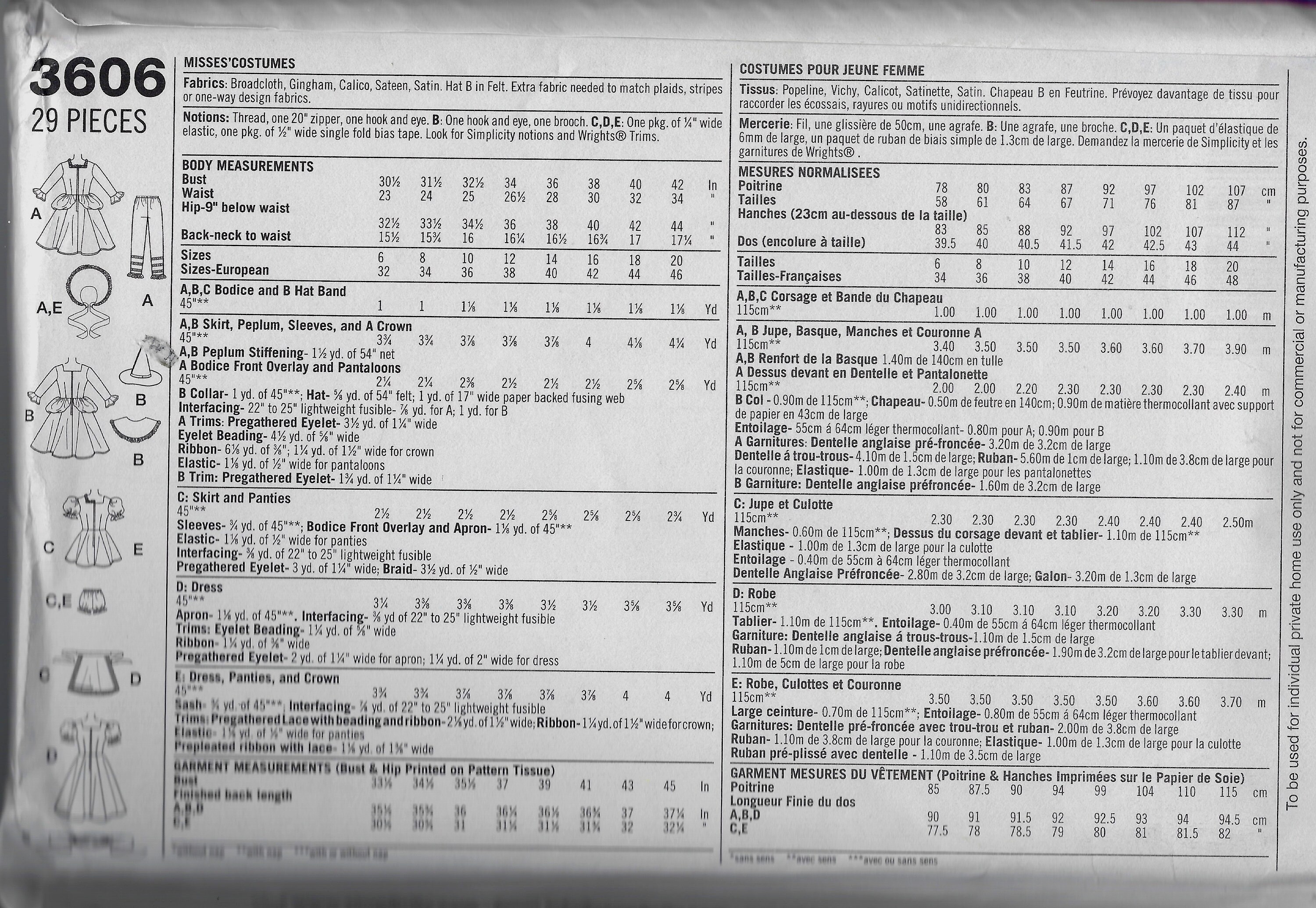 Storybook Costumes - Simplicity 3606 - Uncut Pattern - Etsy