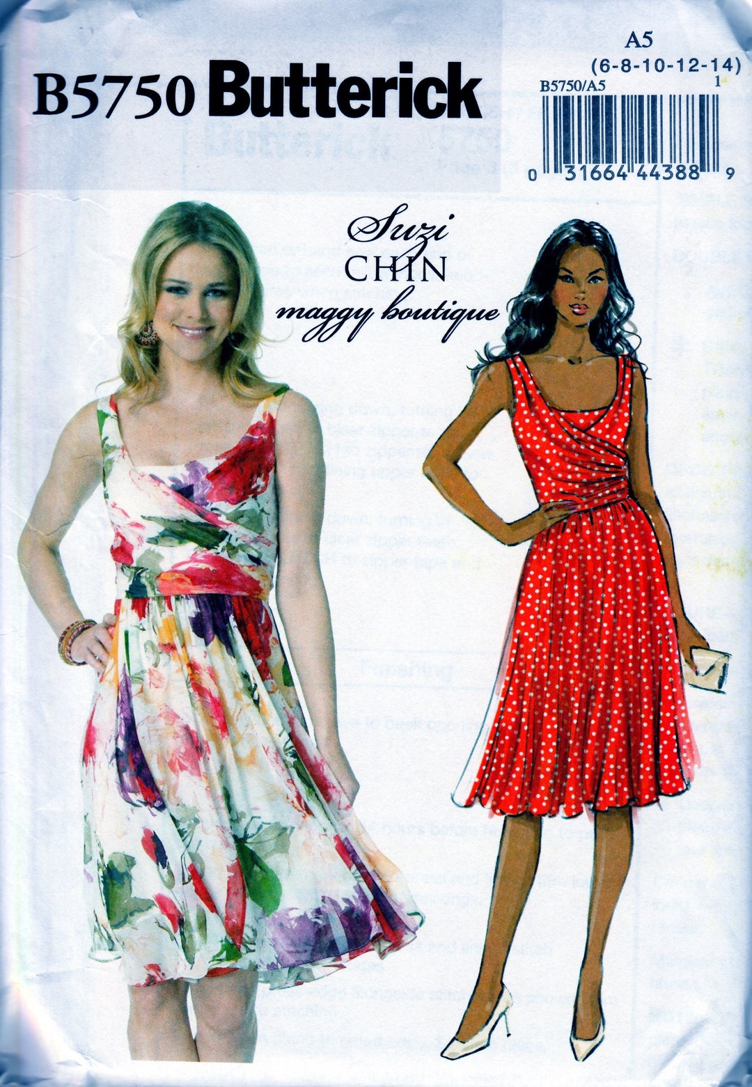 Suzi Chin Summer Dress Butterick 5750 Sewing Pattern - Etsy