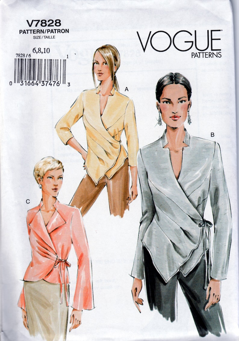 Vogue 7828 Wrap Blouse Sewing Pattern - Etsy