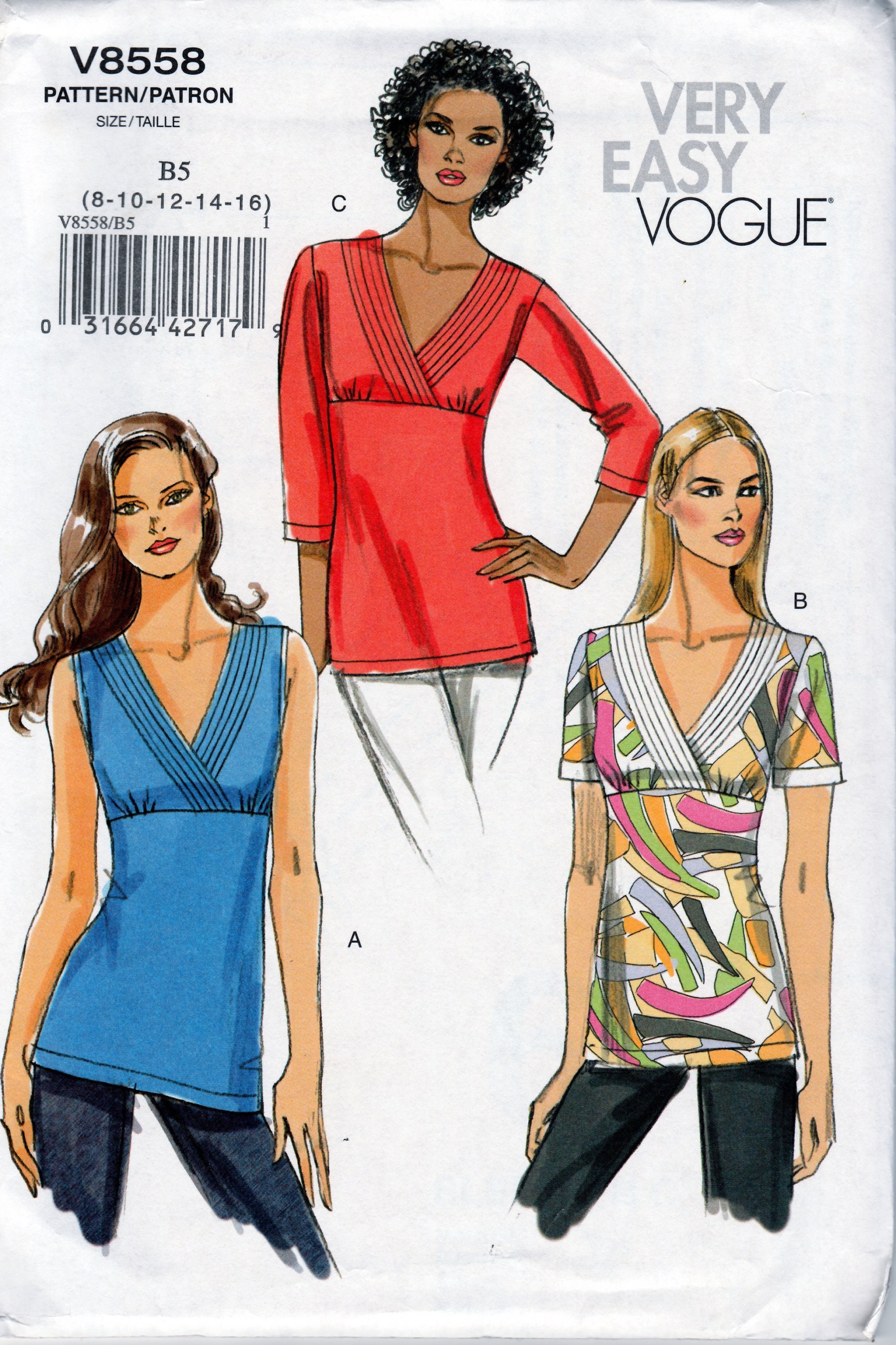 Top Set, Empire Waistline Vogue 8558 uncut Pattern - Etsy