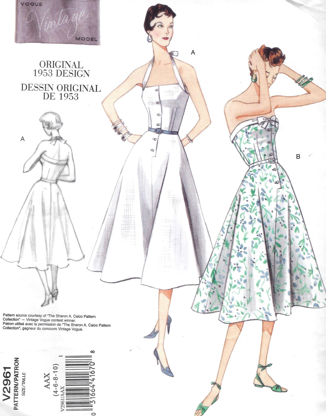Retro 1953 Dress, Halter or Strapless Reprint- Vintage Vogue 2961 ...