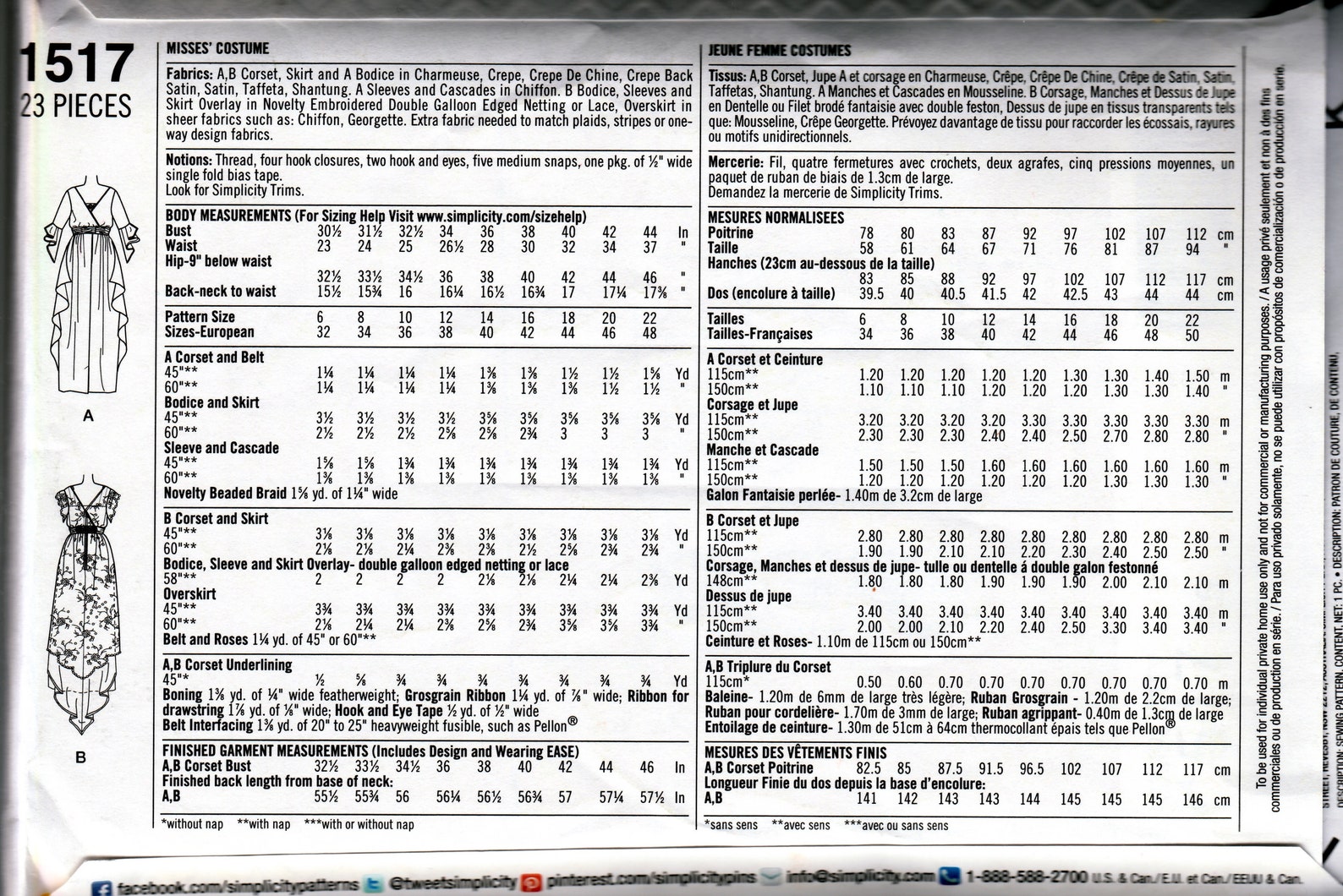 Titanic Era Costumes by Andrea Schewe - Simplicity 1517 - Uncut Pattern ...