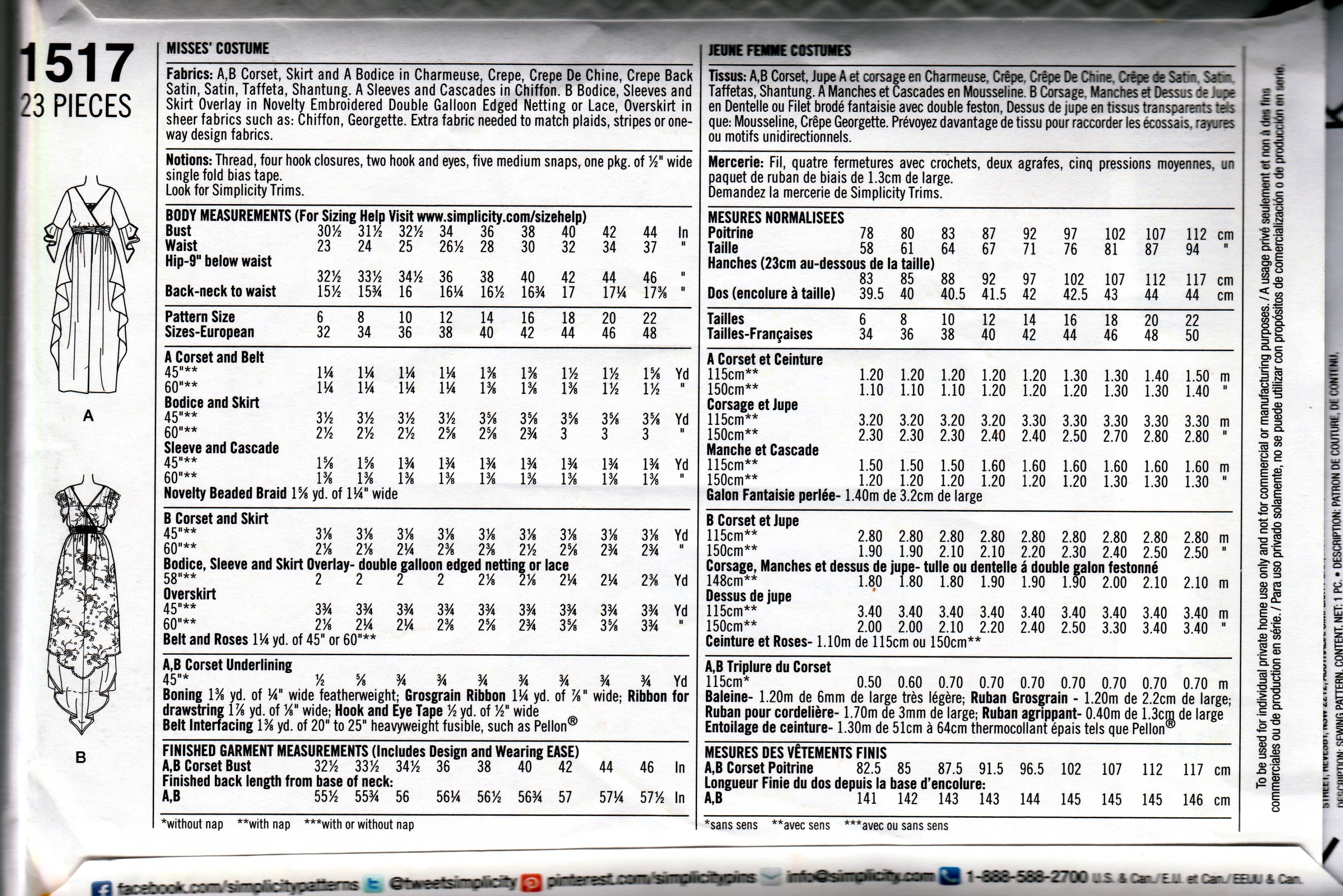 Titanic Era Costumes by Andrea Schewe - Simplicity 1517 - Uncut Pattern ...