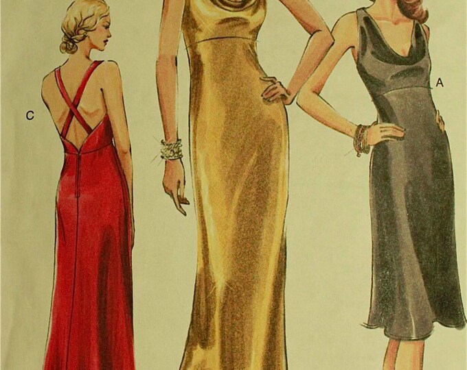 Dress, Cowl Neckline - 2000's - Vogue Pattern 8113 Uncut Sizes 6-8-10 ...