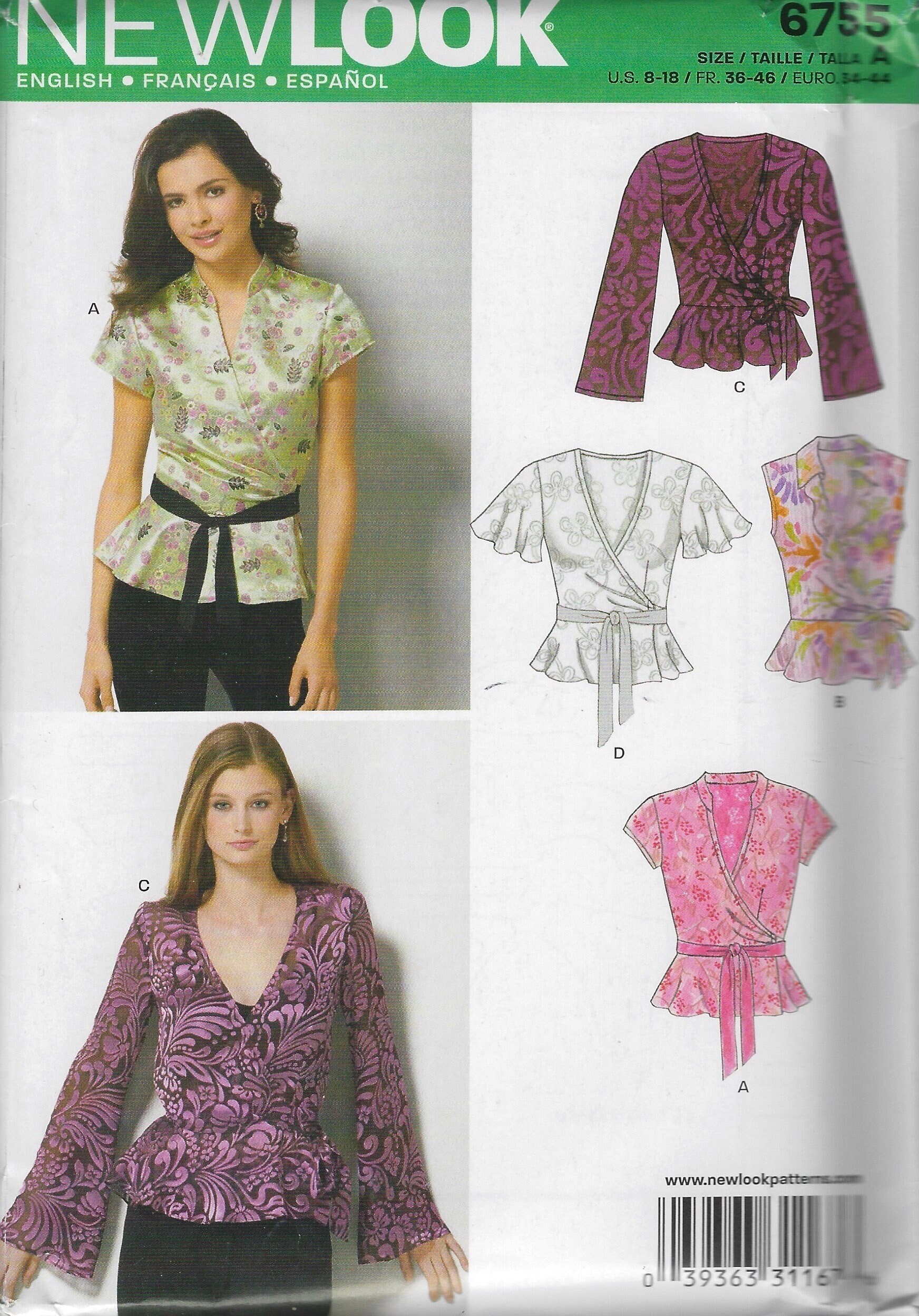 Wrap Tops - New Look 6755 - Uncut Sewing Pattern - Etsy