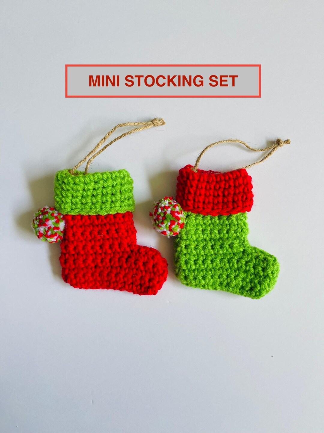Crocheted Mini Stocking Set - Green & Red Grinch Inspired Colors ...