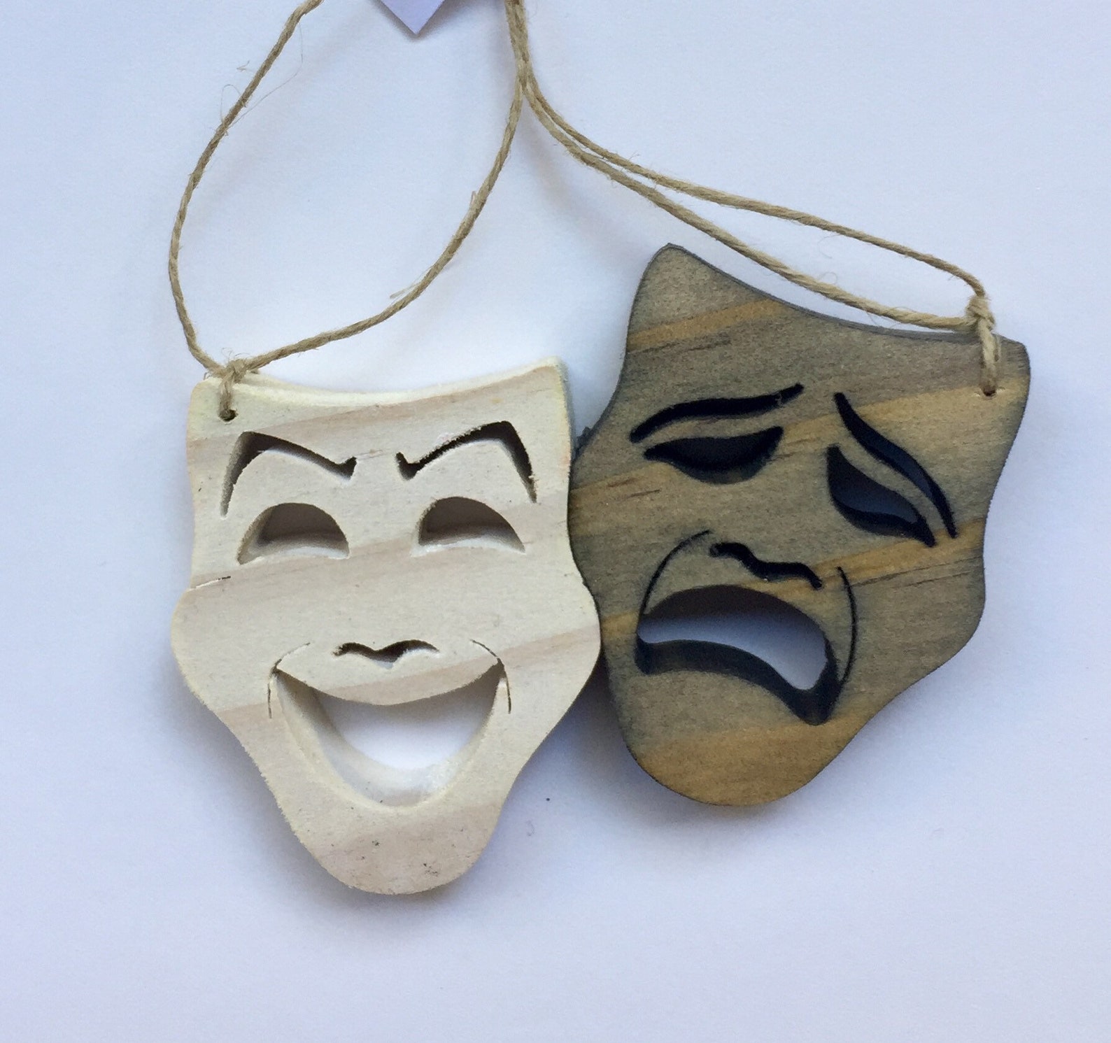 Hand-crafted Wooden Comedy Tragedy Theater Drama Ornament. Please See ...