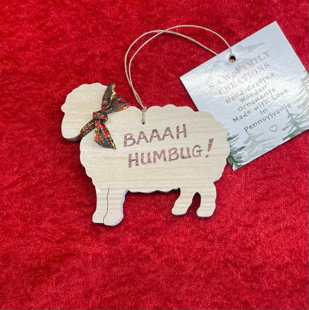 Hand-crafted Wooden Baaah Humbug Sheep Christmas Ornament. Please See ...