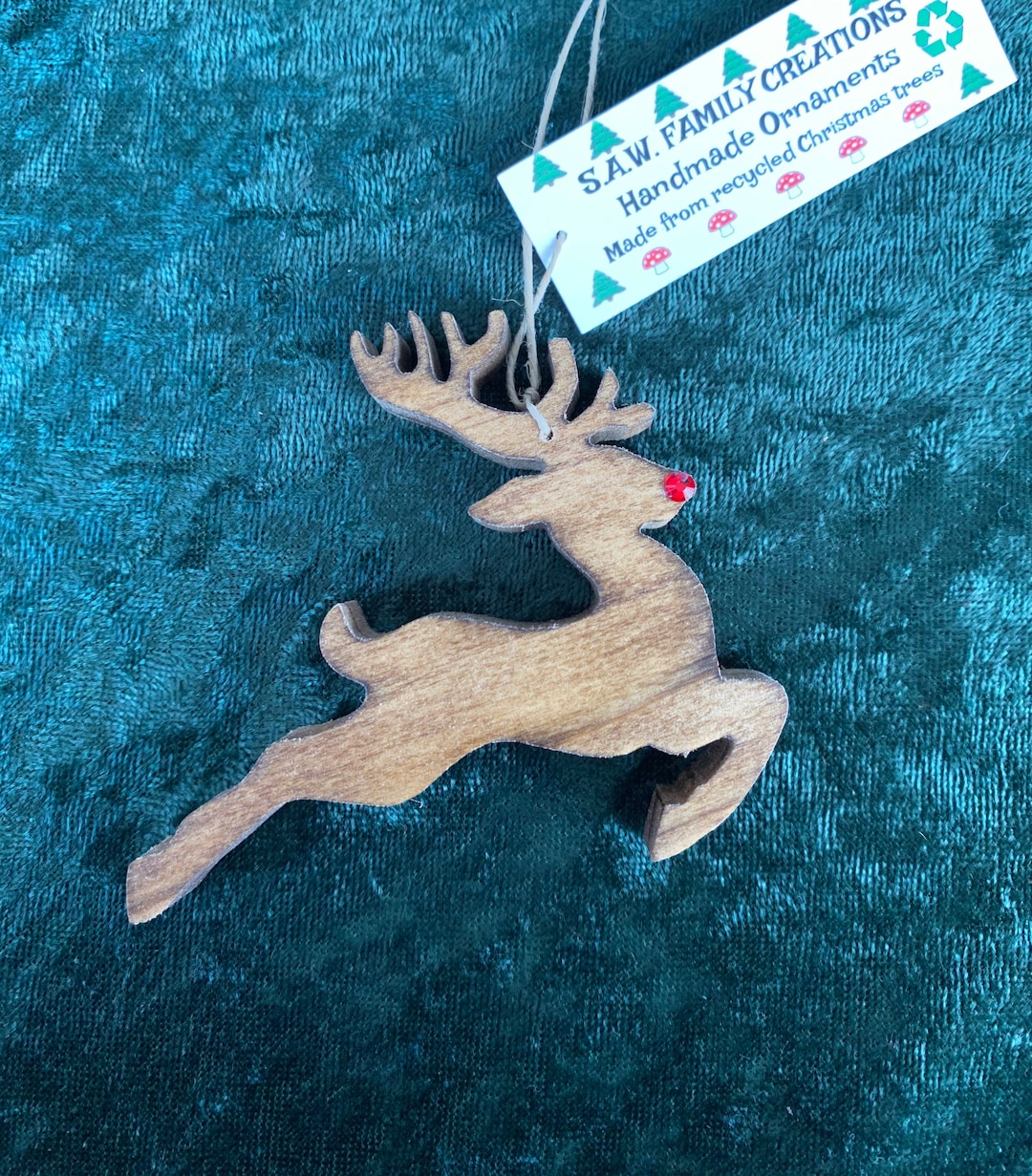 Hand-crafted Wooden Rudolph Reindeer Ornament. Please See Description ...
