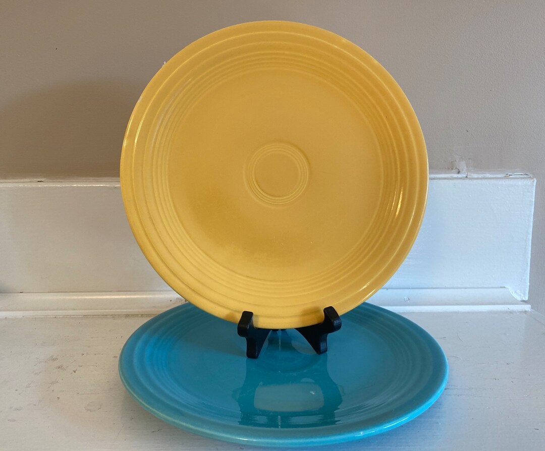 Vintage Original Fiestaware 9.5” Plates Turquoise and Yellow. Homer ...