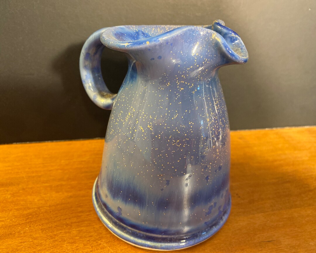 Edgecomb Pottery Maine Small 5” Pitcher Creamer Maple Syrup Blue Glaze ...