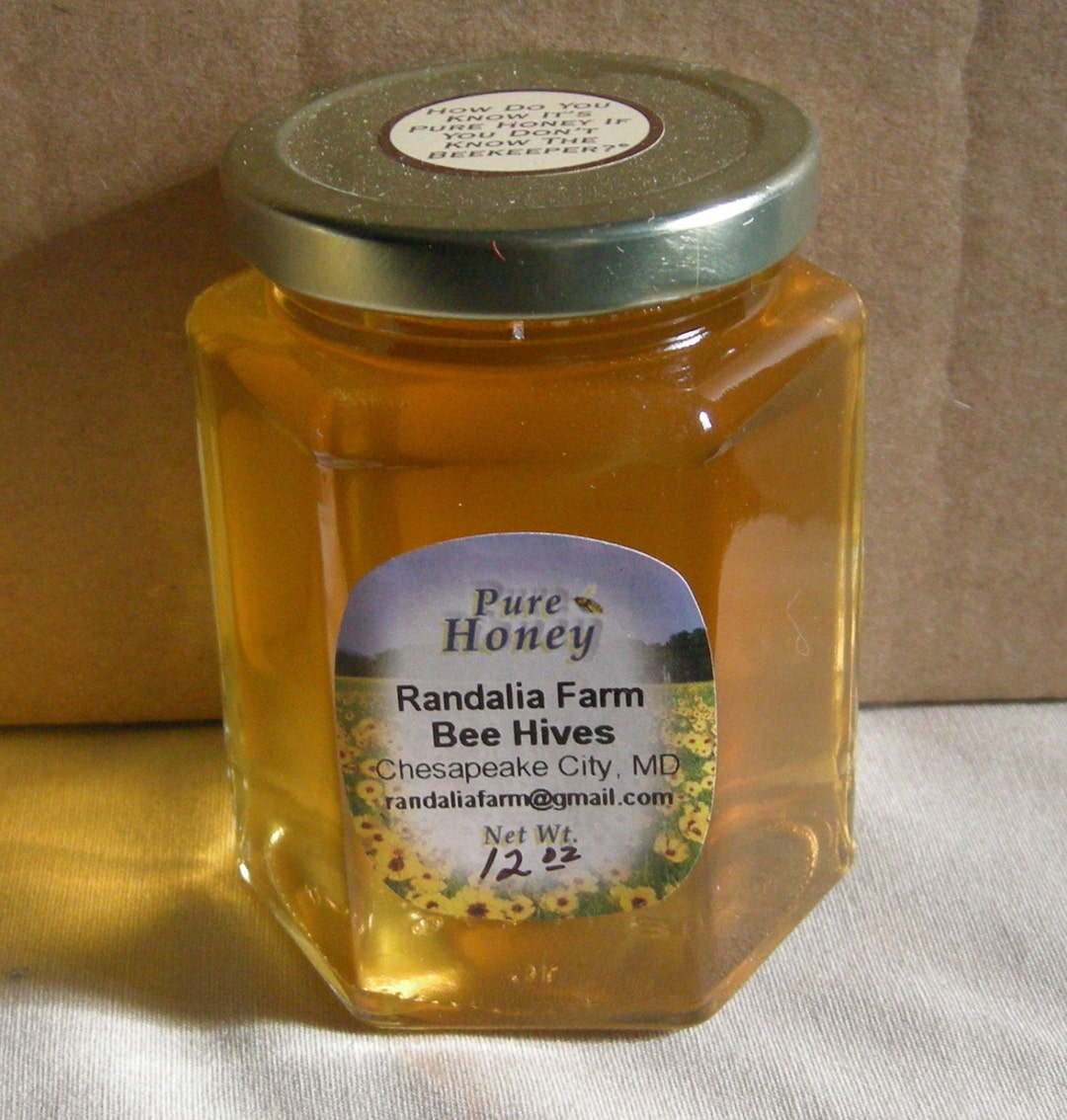 Raw Honey, Randalia Bee Hives 12oz Hexagonal Jar - Etsy