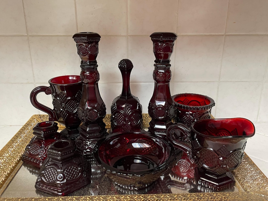 9 Piece Ruby Red Cape Cod Assorted Collectibles, Avon 1960's - Etsy